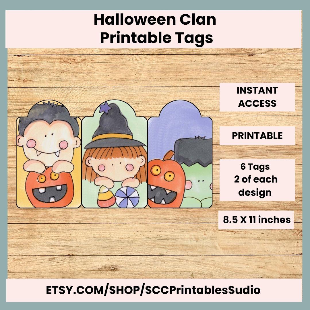 Halloween Favor Gift Tags, Printable Trick or Treat Kids School Party ...