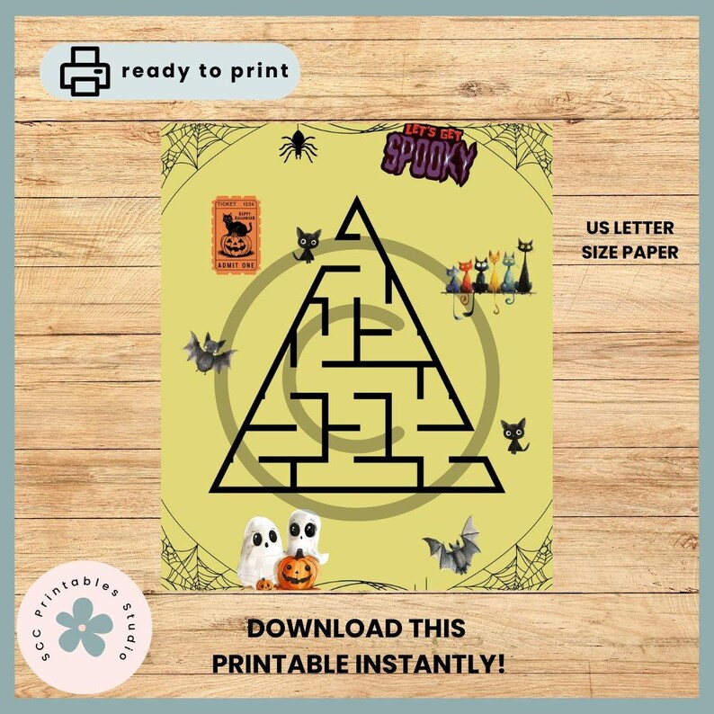 Halloween Kids Printable Maze Pages, Print at Home Preschool Activity ...