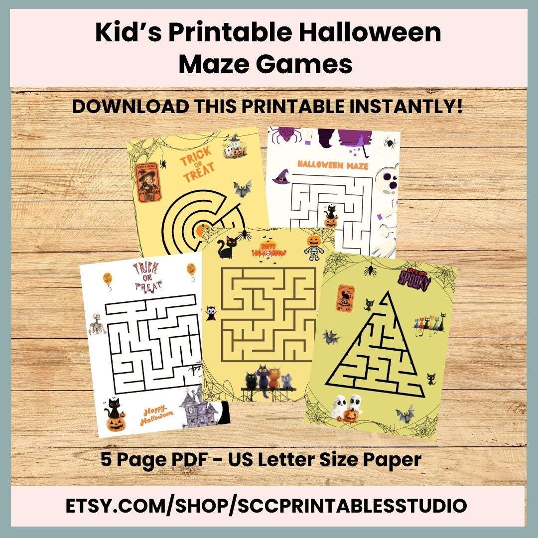 Halloween Kids Printable Maze Pages, Print at Home Preschool Activity ...