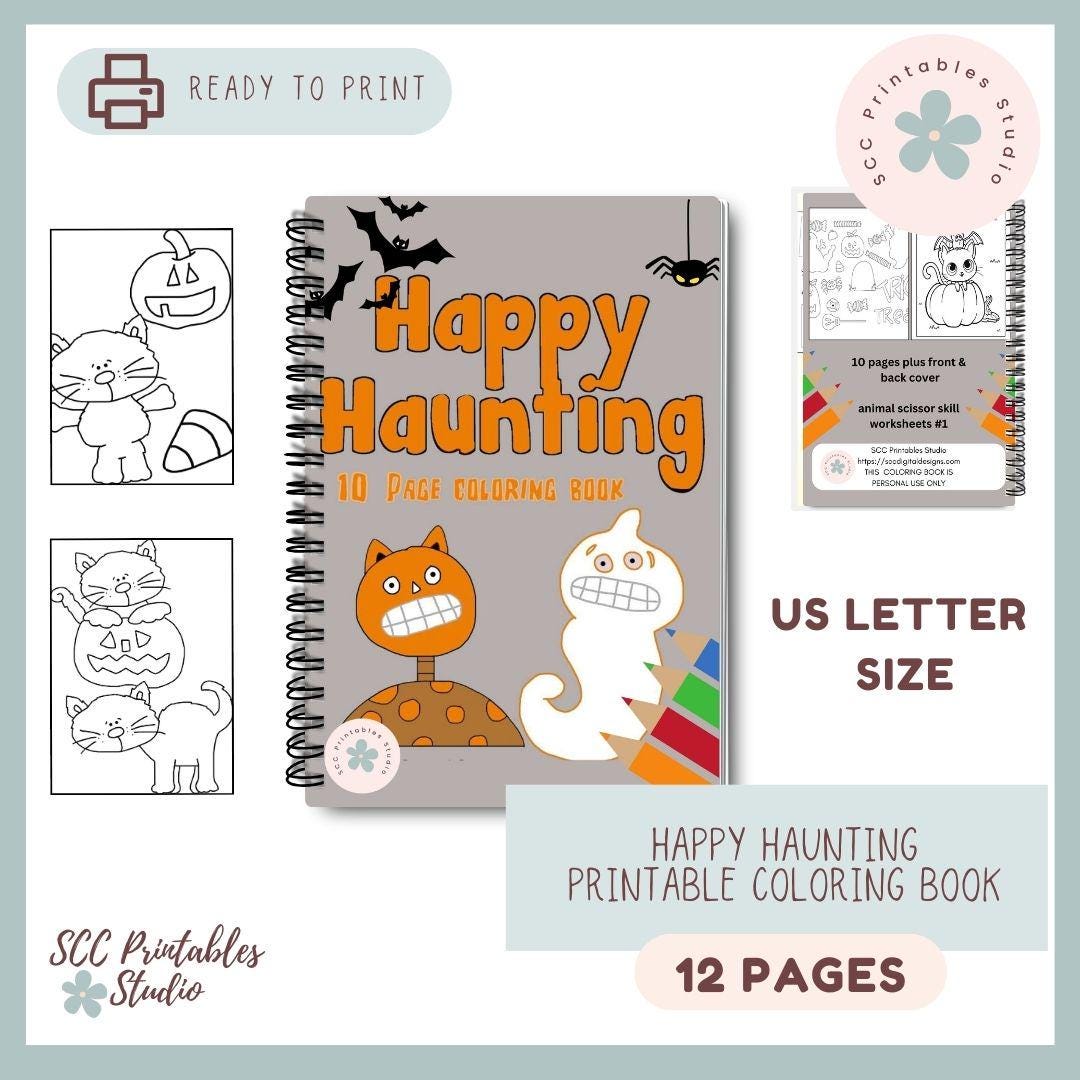 Happy Haunting Printable Coloring Pages for Kids, Halloween Teacher ...