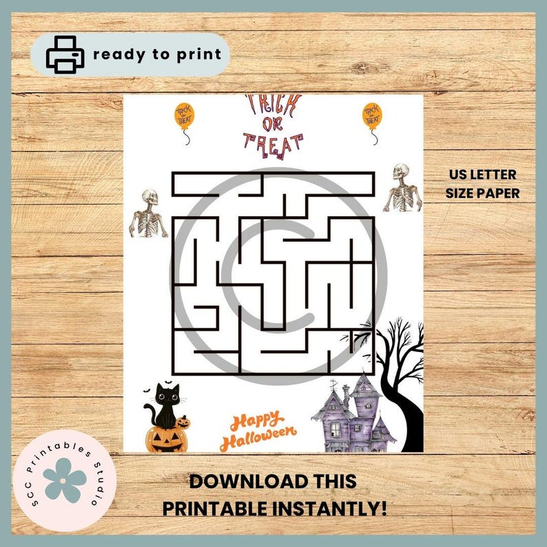 Halloween Kids Printable Maze Pages, Print at Home Preschool Activity ...