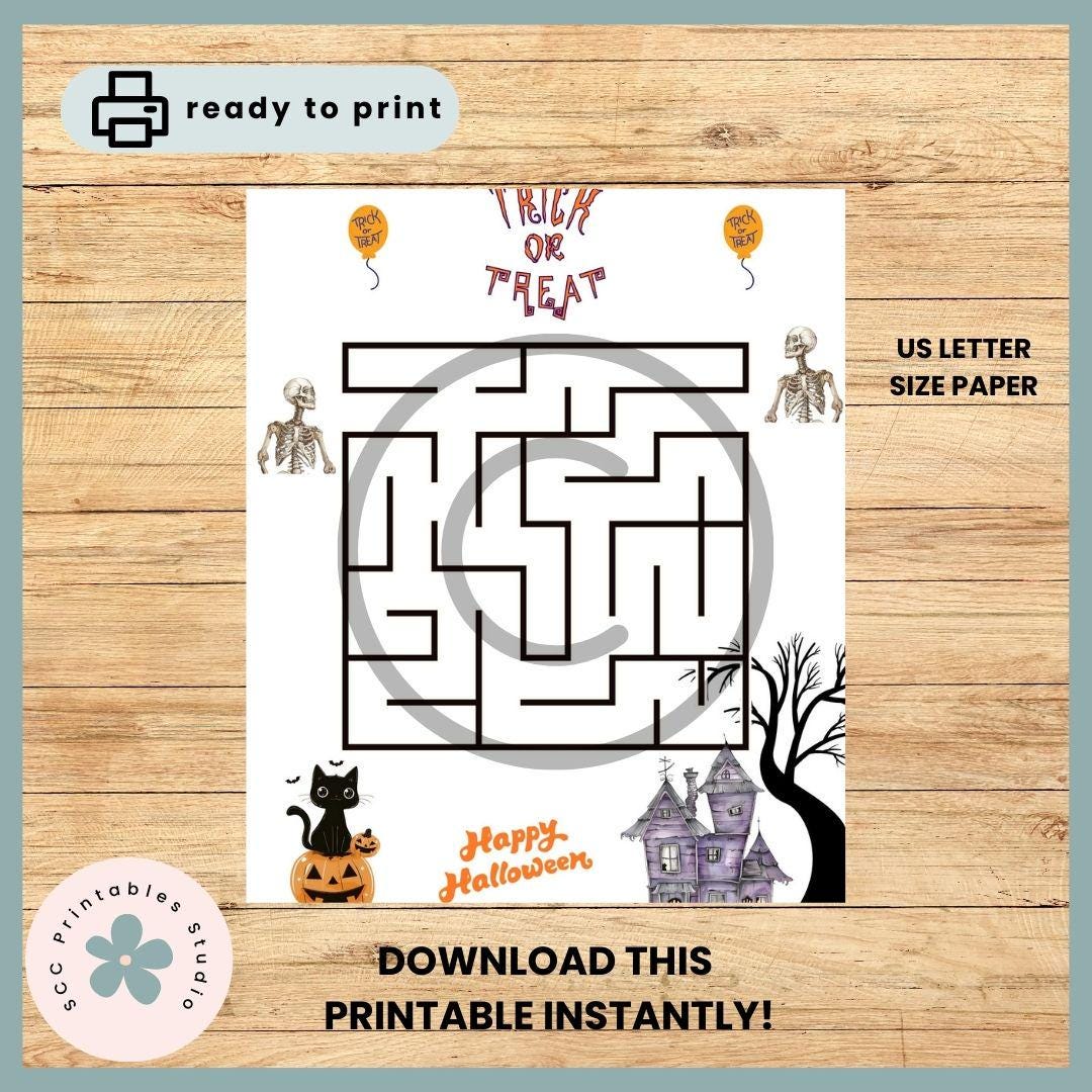 Halloween Kids Printable Maze Pages, Print at Home Preschool Activity ...
