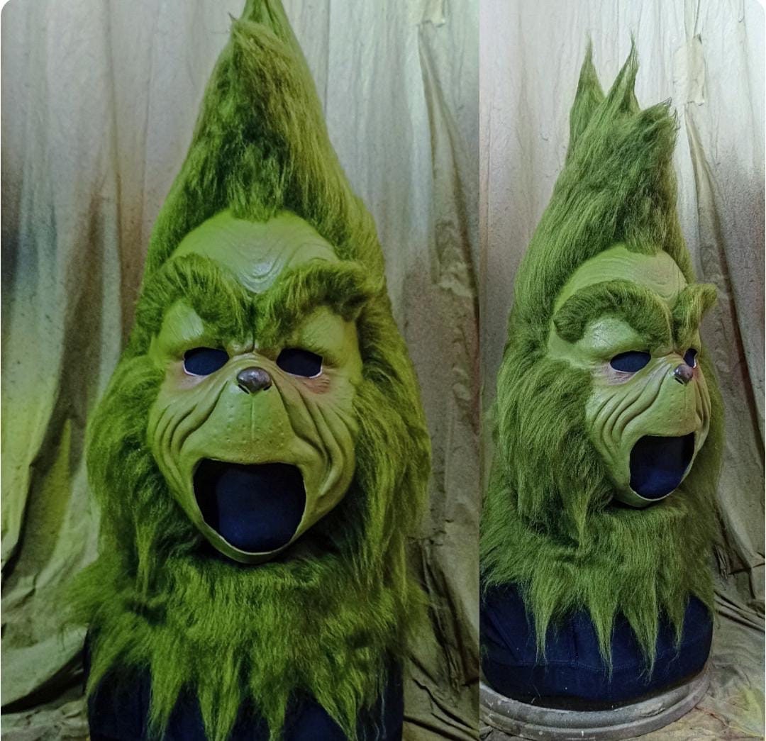Máscara de lujo del monstruo Grinch verde sin barbilla ni cuello de ...