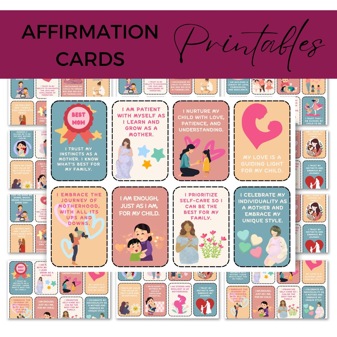 Printable Motherhood Affirmation Cards Self-care Cards for Mothers ...