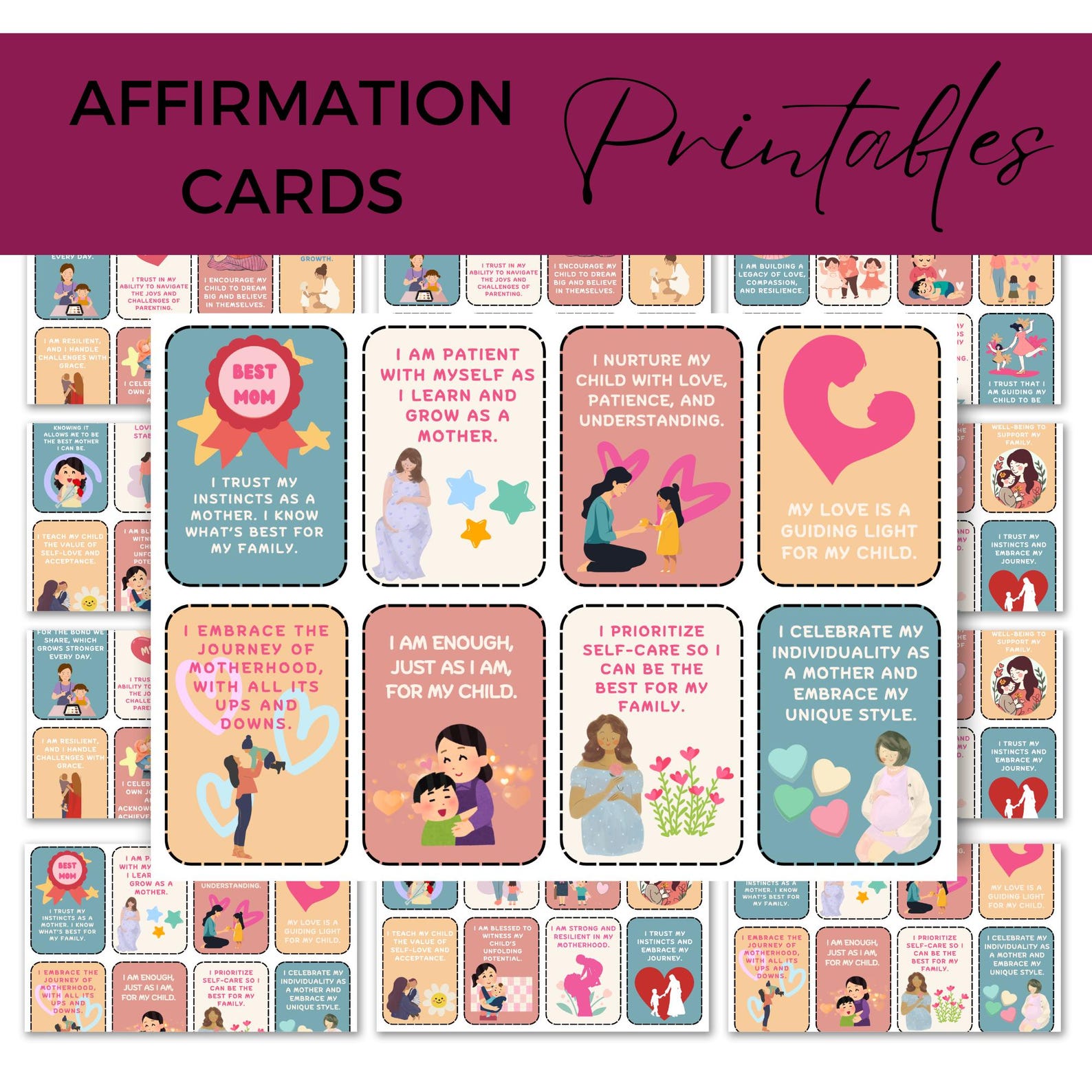 Printable Motherhood Affirmation Cards | Self-care Cards for Mothers ...