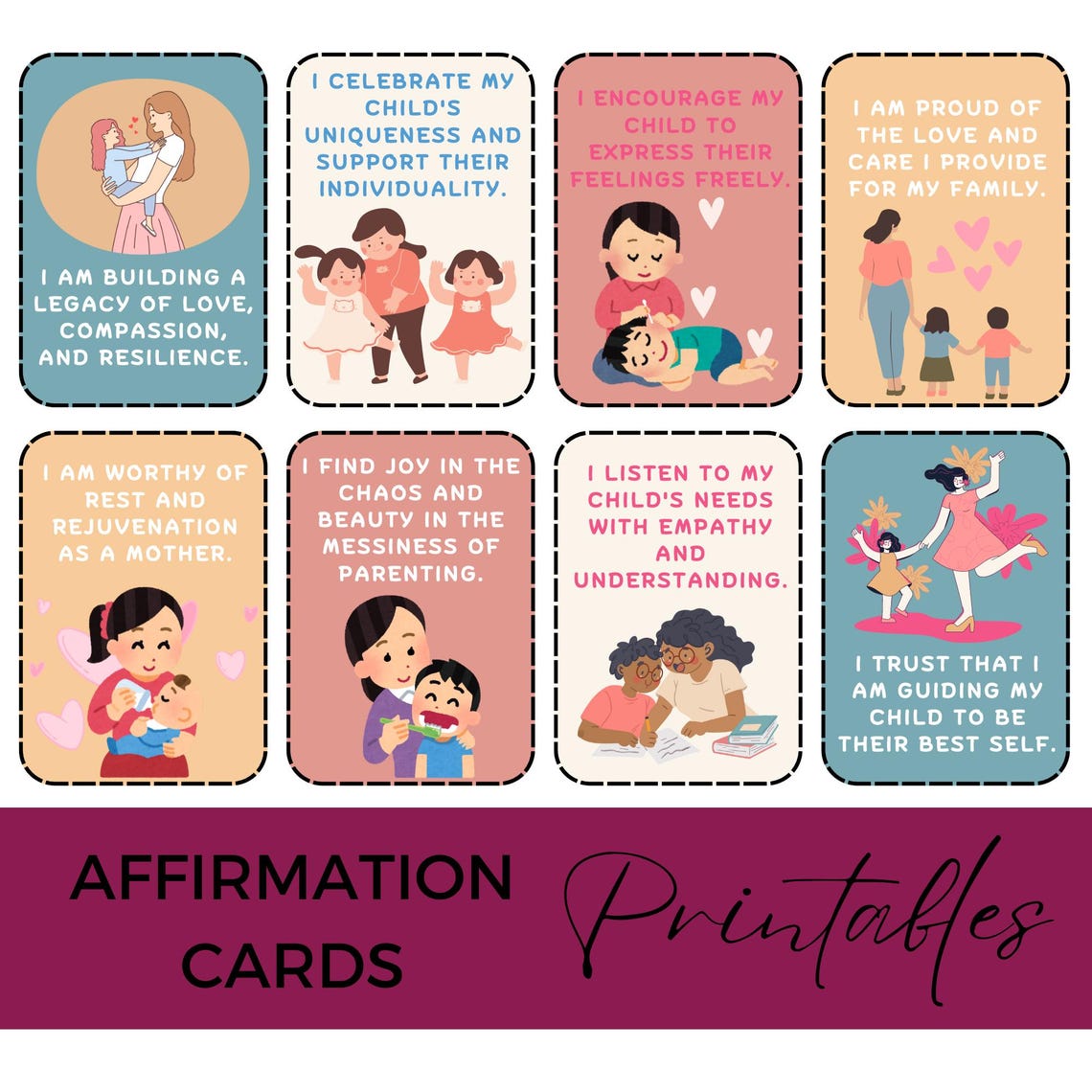 Printable Motherhood Affirmation Cards | Self-care Cards for Mothers ...