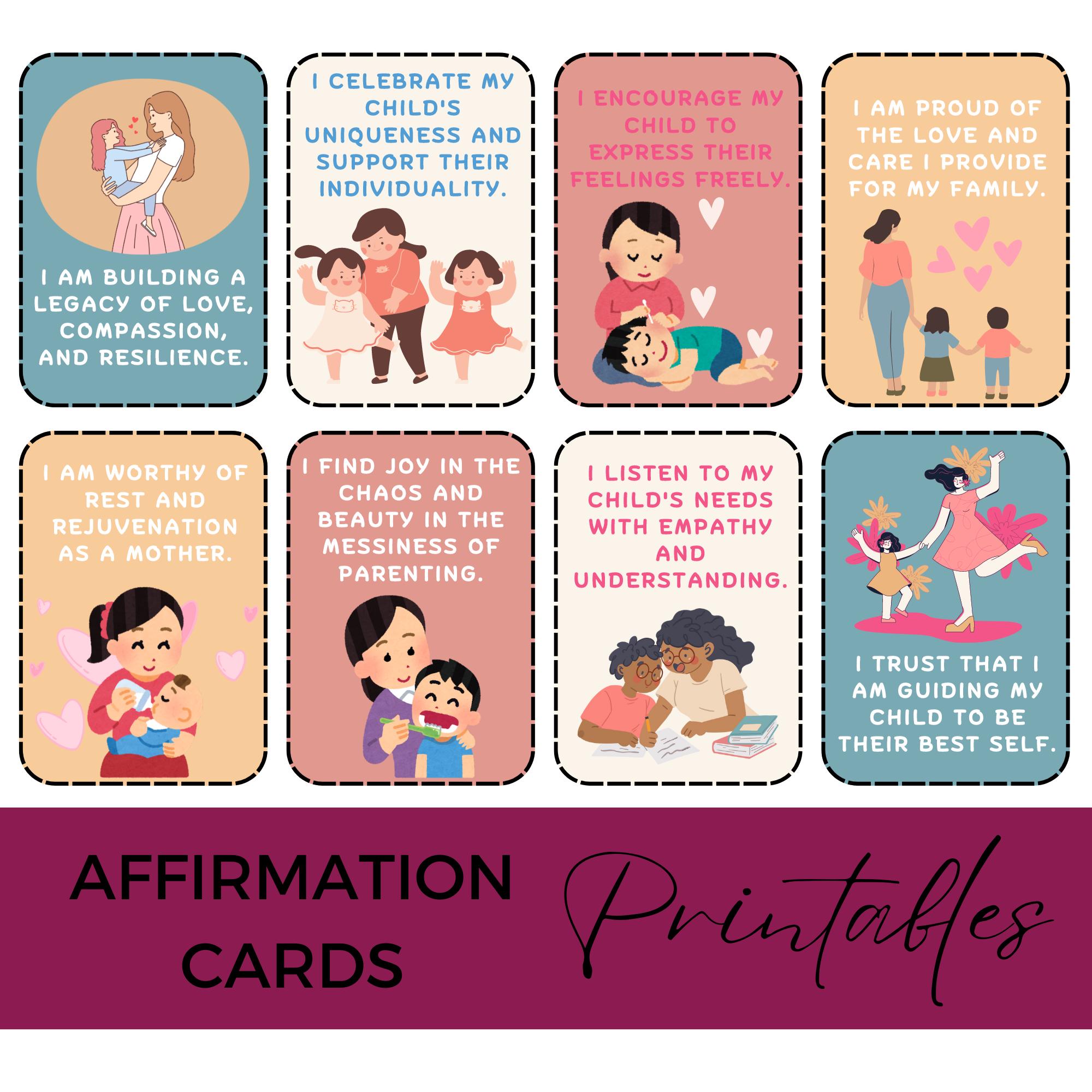 Printable Motherhood Affirmation Cards | Self-care Cards for Mothers ...