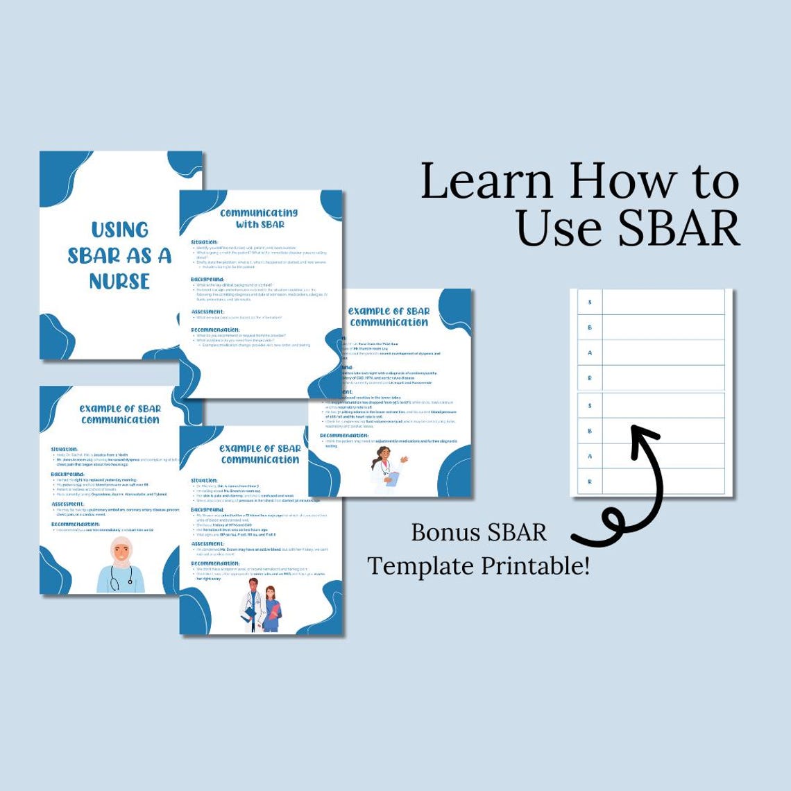 SBAR Template for Nurses, Printable, Learn SBAR, Nursing School ...