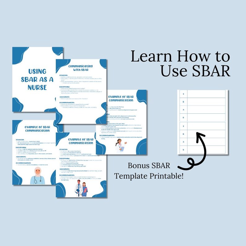 SBAR Template for Nurses, Printable, Learn SBAR, Nursing School ...