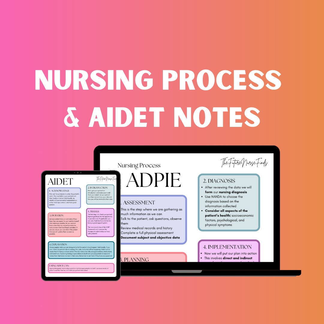 Nursing Process ADPIE & AIDET Study Guide (digital Download) - Etsy