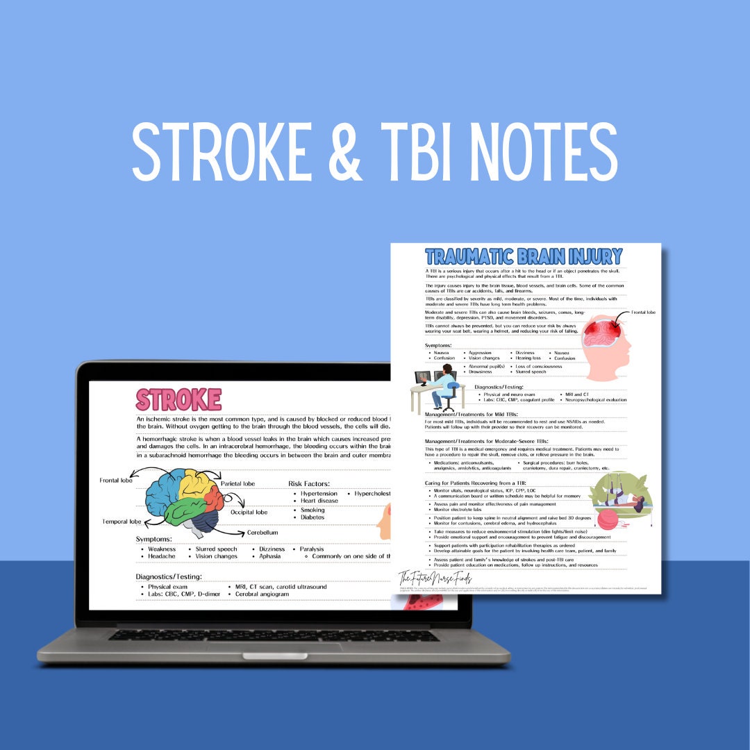 Brain Injury Nursing School Notes, Stroke, TBI, Med Surg, Anatomy ...