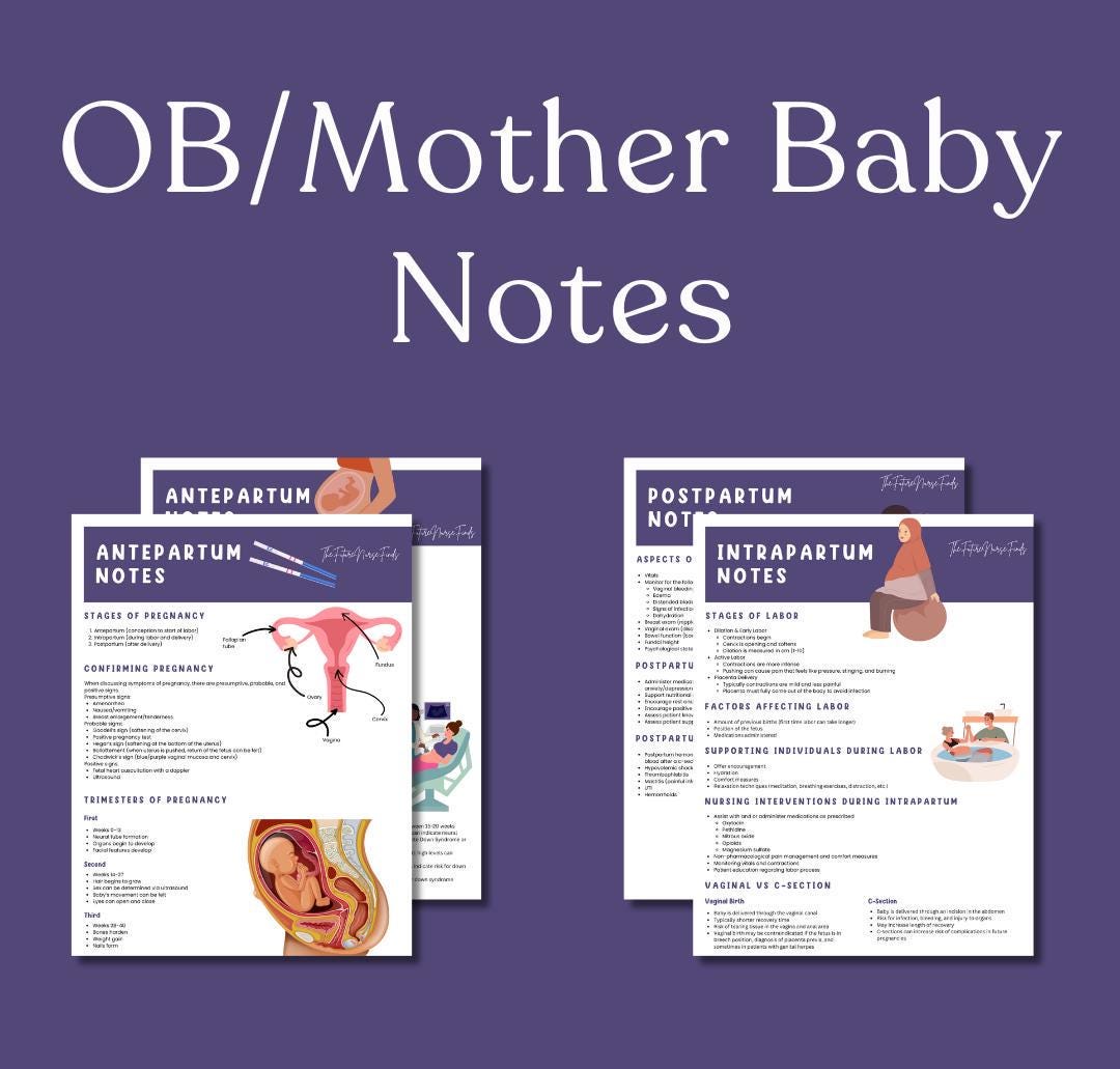 OB Maternity Notes, Nursing School Study Guide, Mother Baby Notes ...