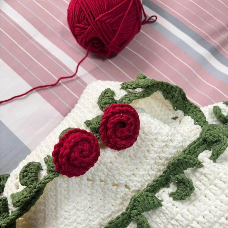 Crochet Rose Bouquet Blanket Pattern: Multilingual Tutorial (PDF ...
