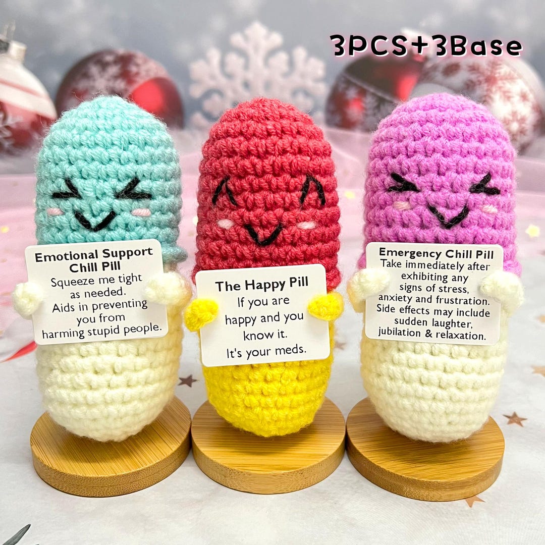 Crochet Chill Pill Set: Emotional Support, Cheer up Gift - Etsy
