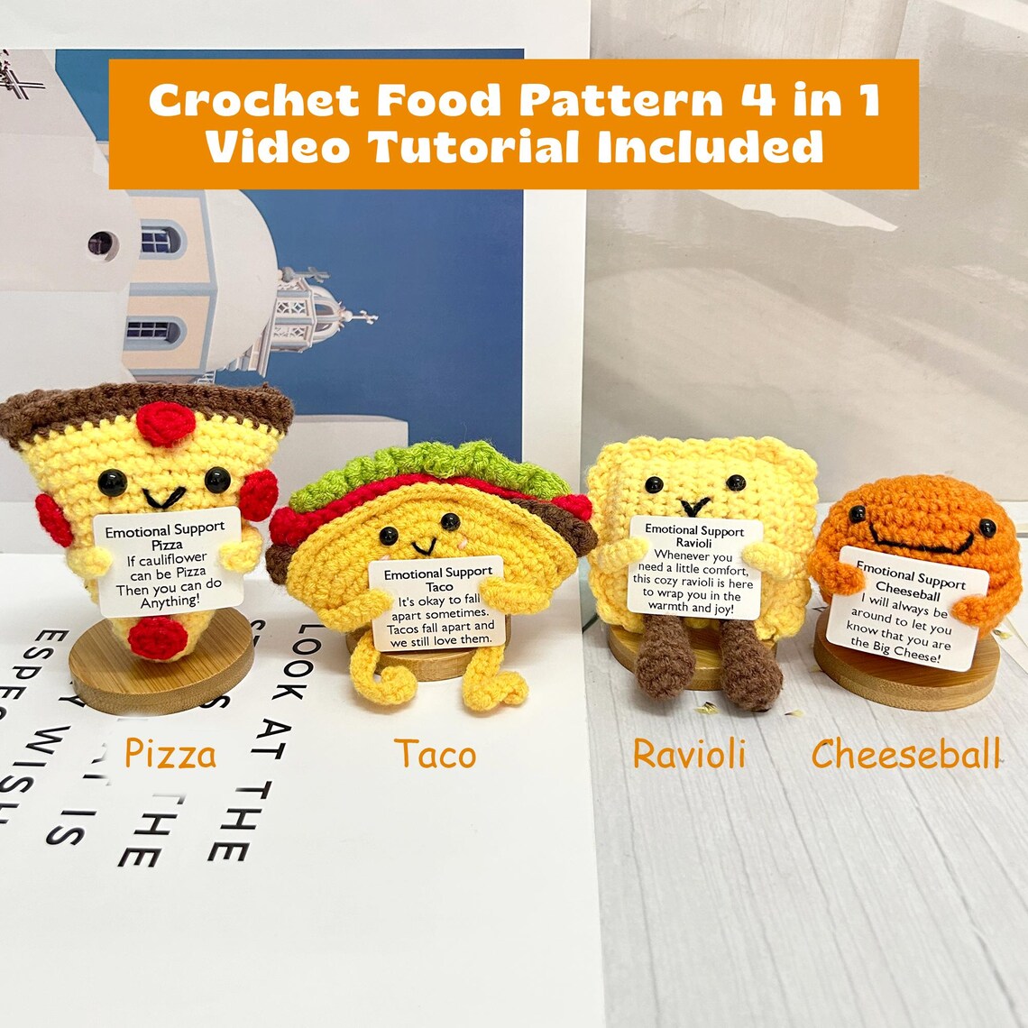 Crochet Food Pattern: Pizza, Ravioli, Taco, Cheese Ball (PDF Pattern ...