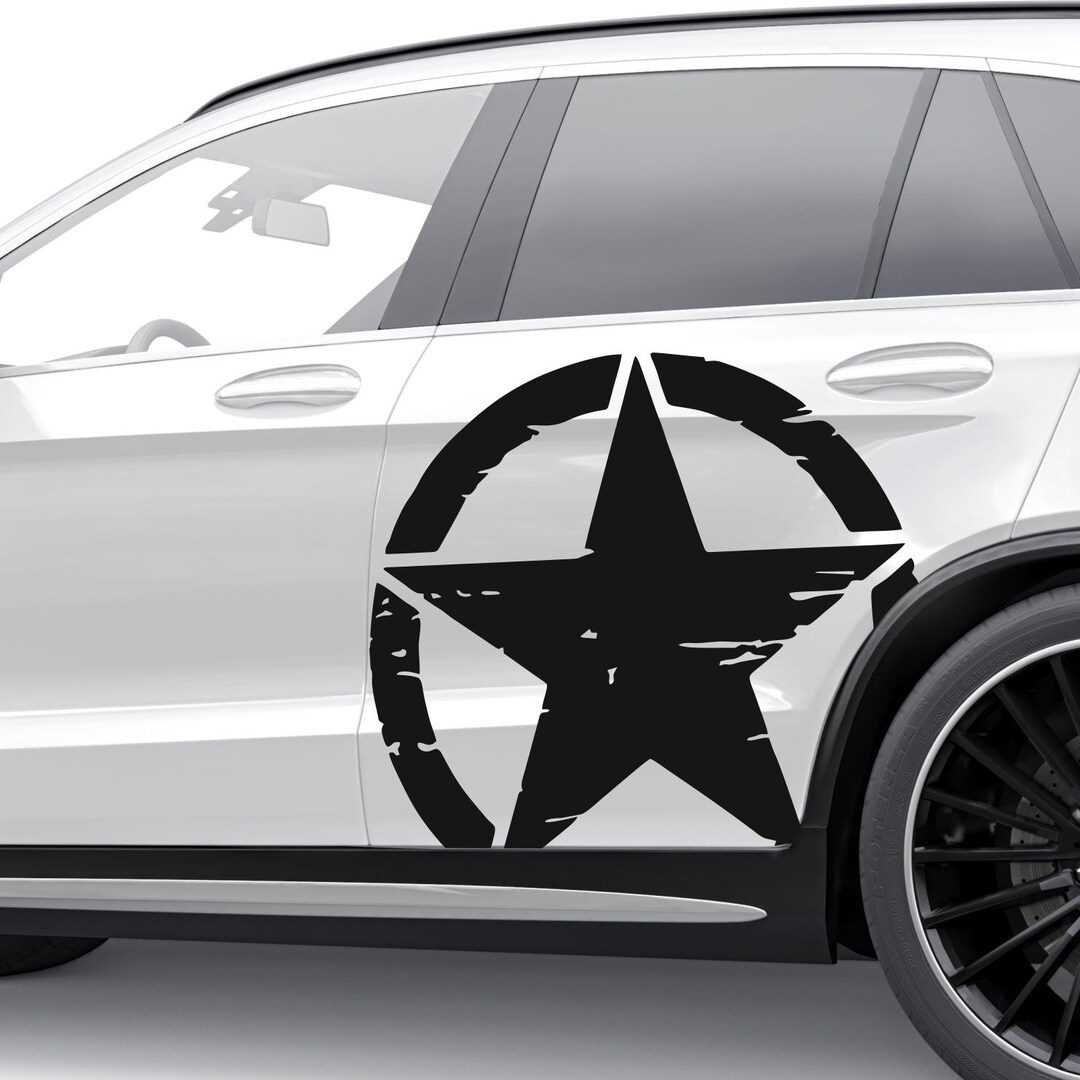 Set 2 Pcs Adhesive Army Military Star Decals Compatible With Every Car ...