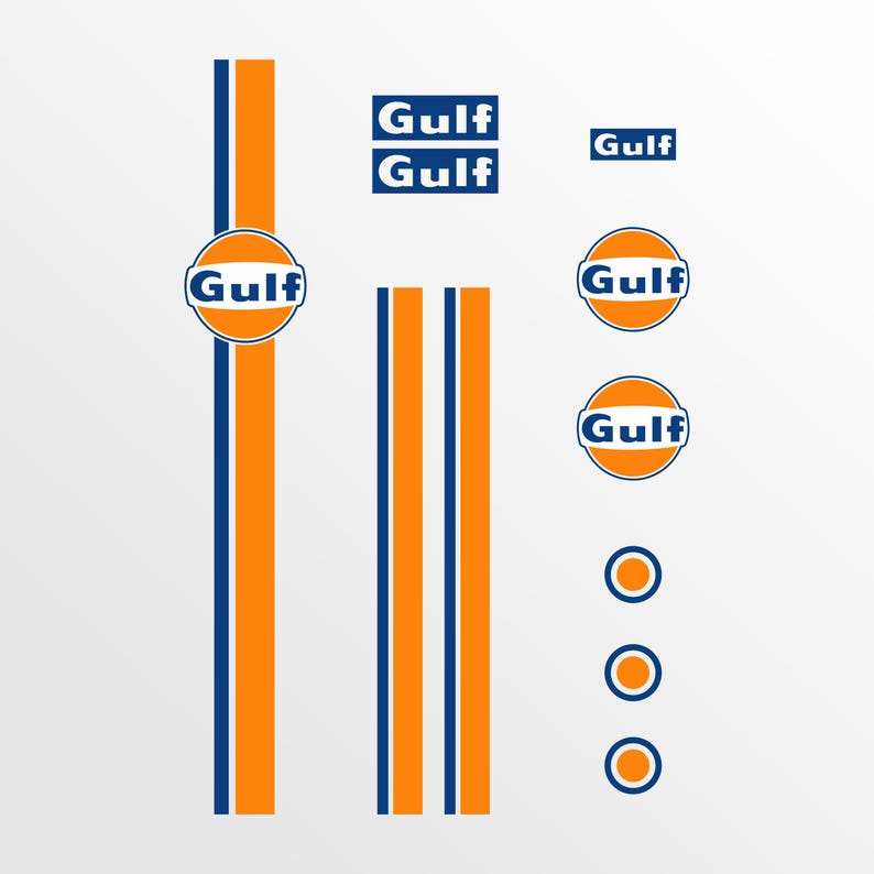 Set Gulf Oil Adhesive Graphic Sticker for Vespa Motorcycle Decor | Moto ...