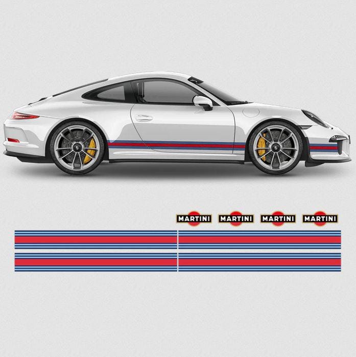 Martini Racing Stripes Set for Porsche or Similar Models. Vinyl Sponsor ...