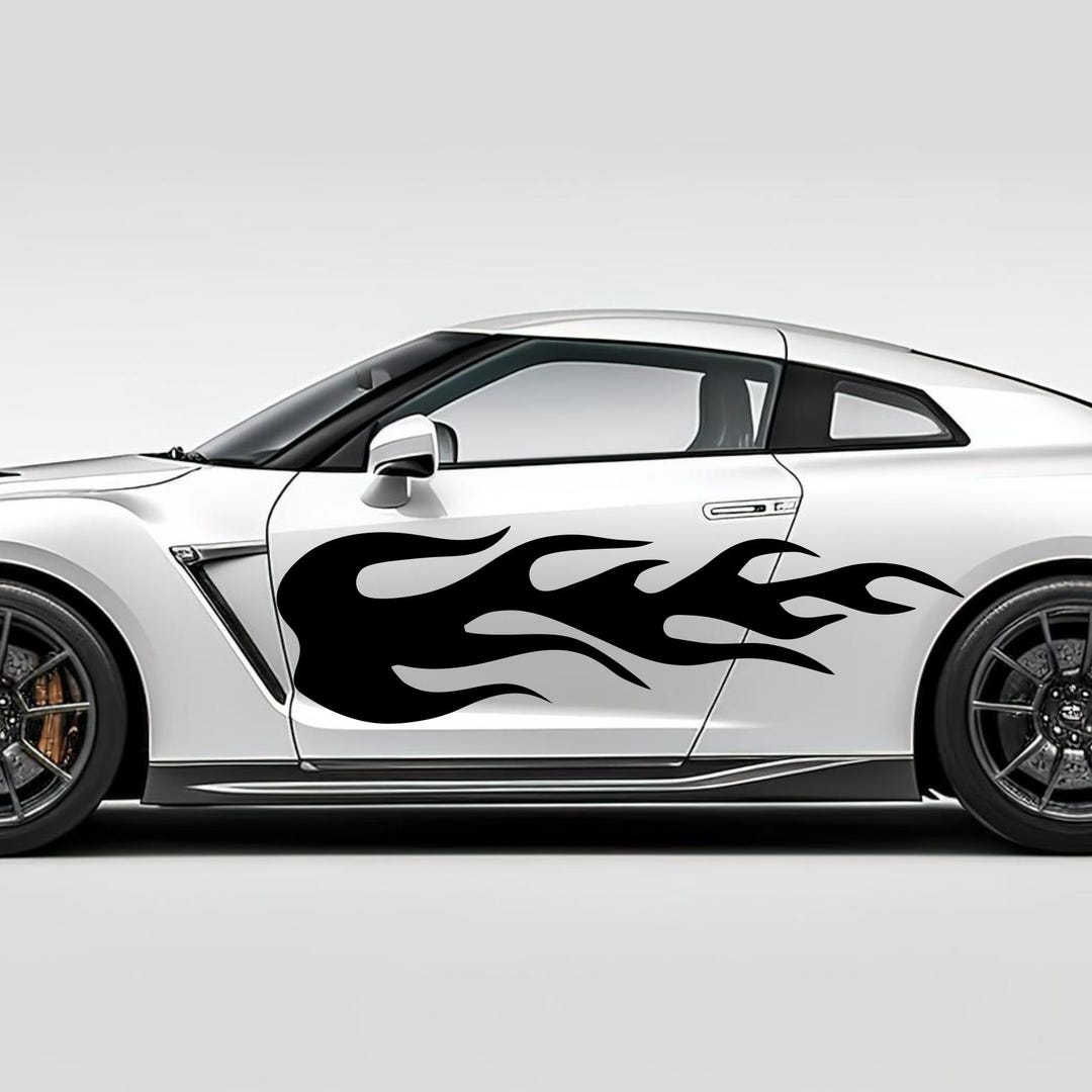 Set 2 Pcs Fire Flames Graphics Effect Car Sticker Both Sides Stripes ...