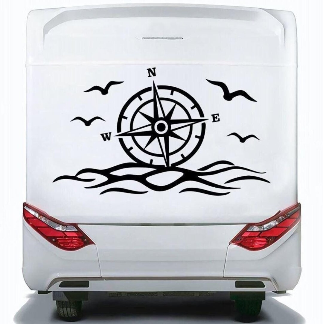 Set Caravan Motorhome Compass Sea With Birds Sticker | Decals Set for ...