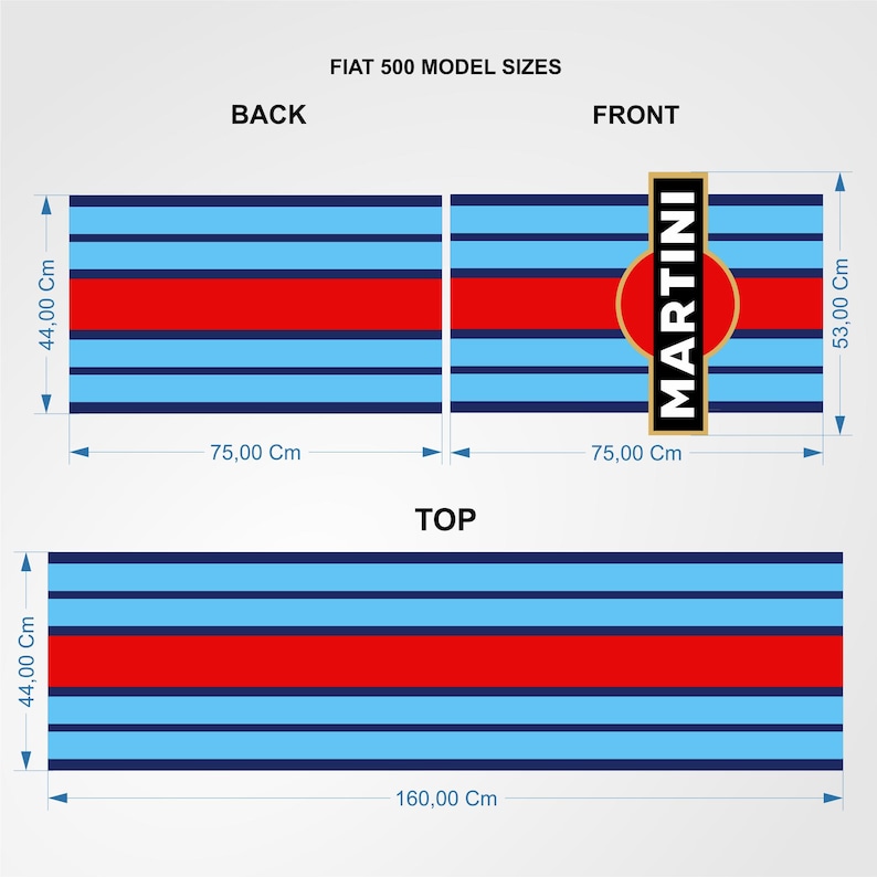 Martini Racing Stripes Set for Italian Fiat 500 or Similar Models ...