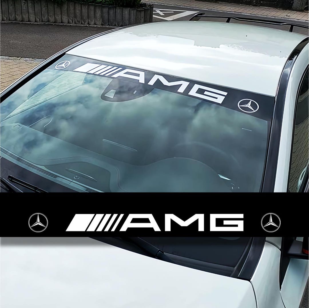 2 Models Windshield AMG Sunstrip With Emblem Sticker Banner Decal Rally ...