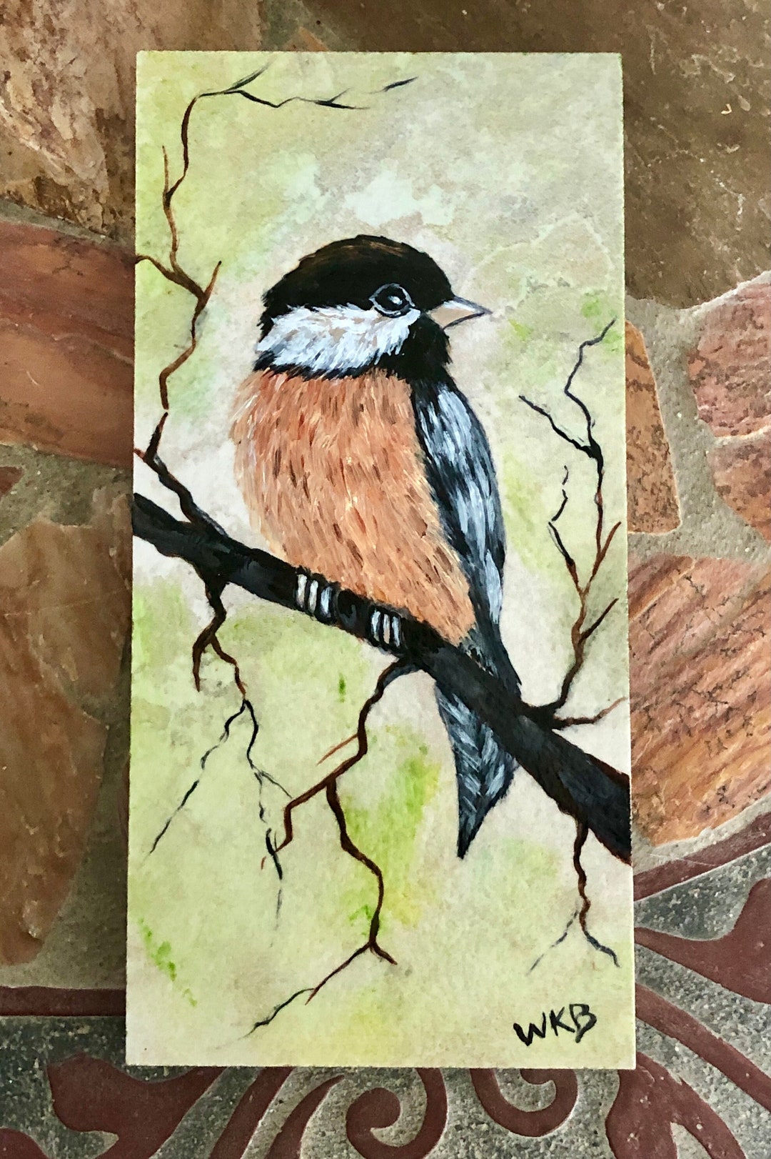 Chickadee Hand-painted Stone Tile, 5.75" X 2.75" X 3/8" - Etsy