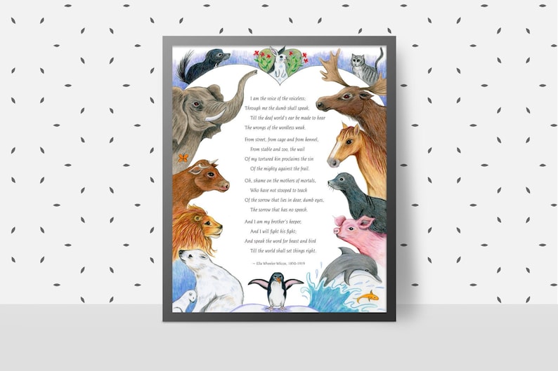 Ella Wheeler Wilcox Poem Illustrated With Animals, 8" X 10" Print - Etsy