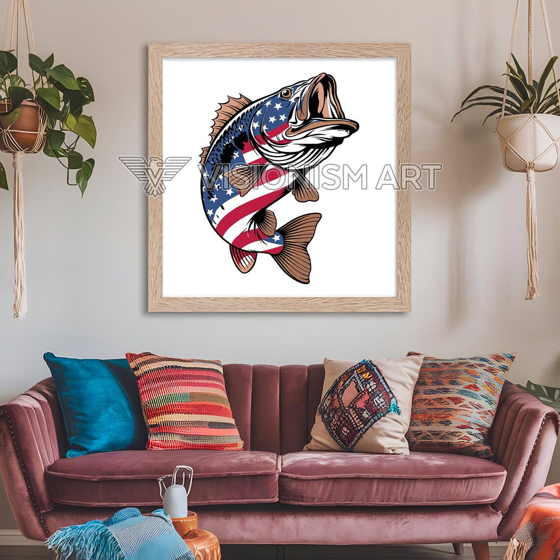 Patriotic Bass Fish With American Flag Digital Art – Usa-themed Fishing ...