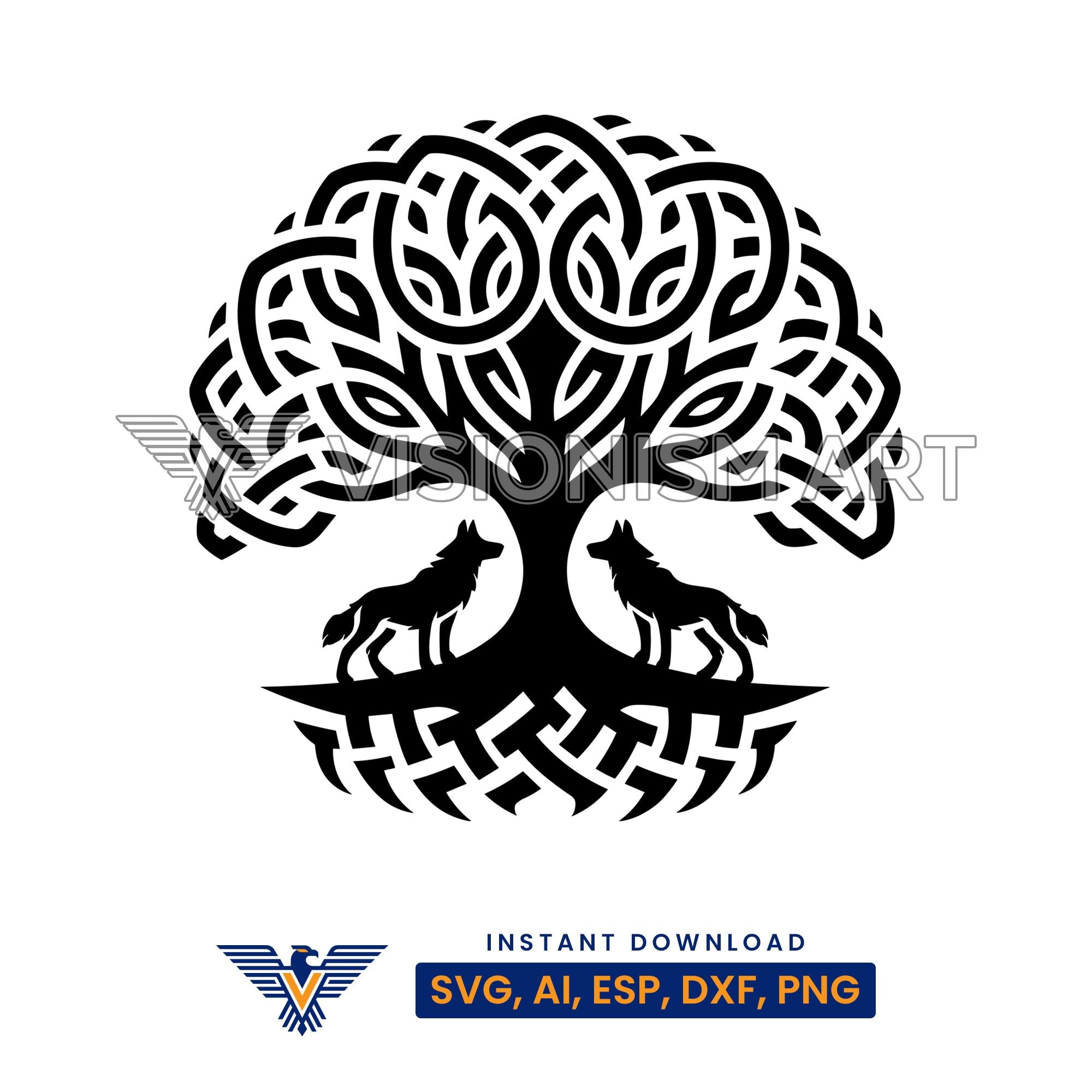 Celtic Tree of Life With Wolf Svg, Tree of Life Svg, Wolf SVG, SVG Cut ...