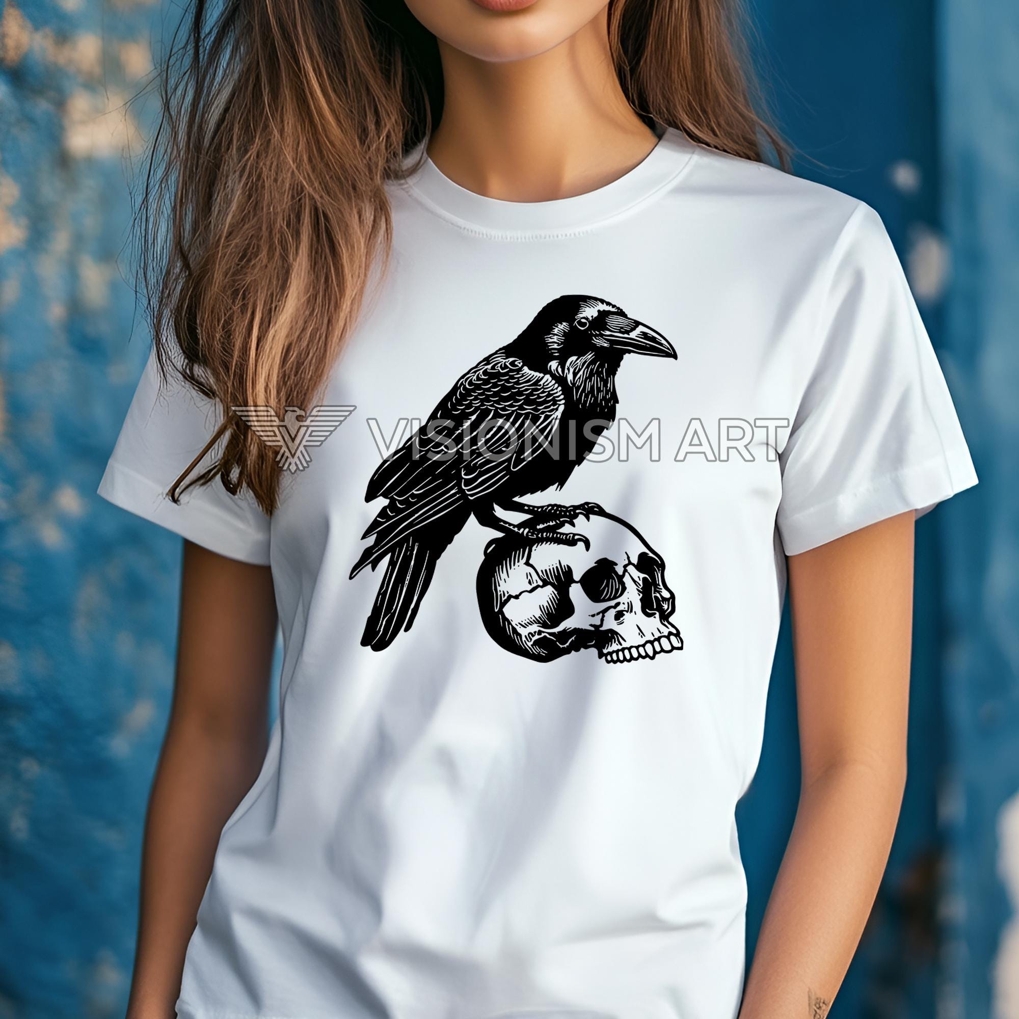 Raven on a Skull Svg, Skull Crow Svg, Raven Skull Svg, Skull Death ...