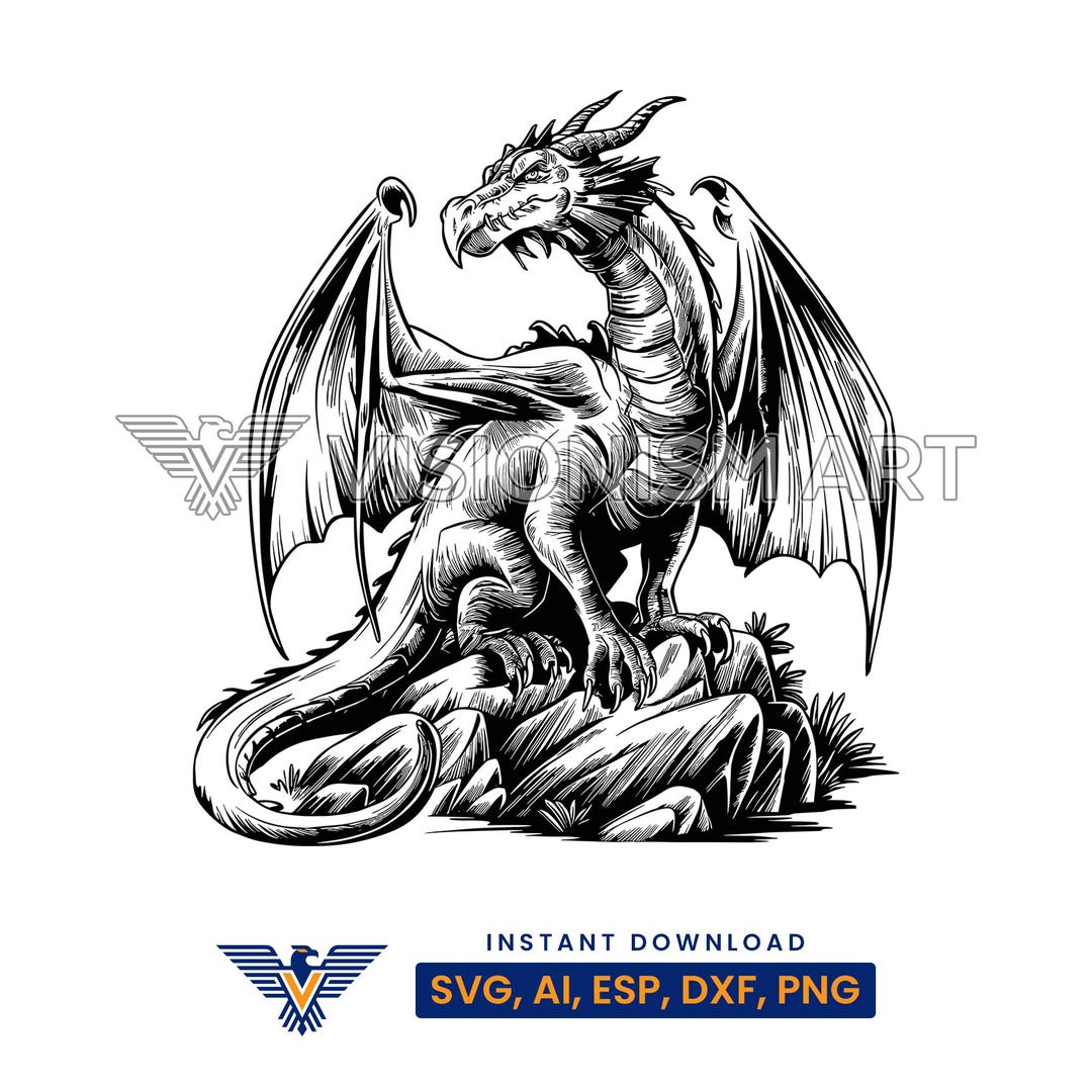 Dragon Svg, Dragon Vector, Dragon Sitting, Dragon Detailed, Chinese ...