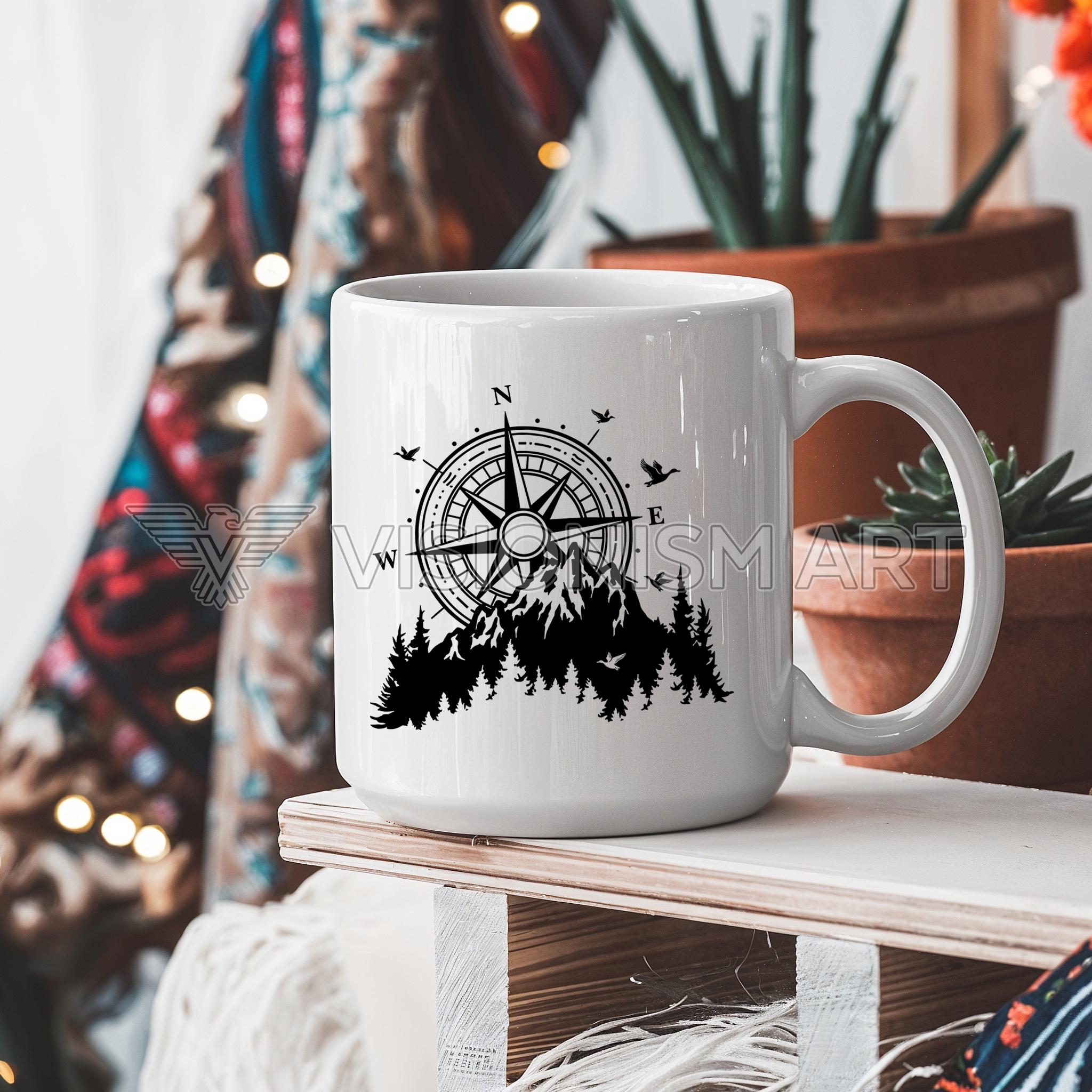 Compass and Mountains Svg, Forest Svg, Nature and Adventure, Svg Cut ...