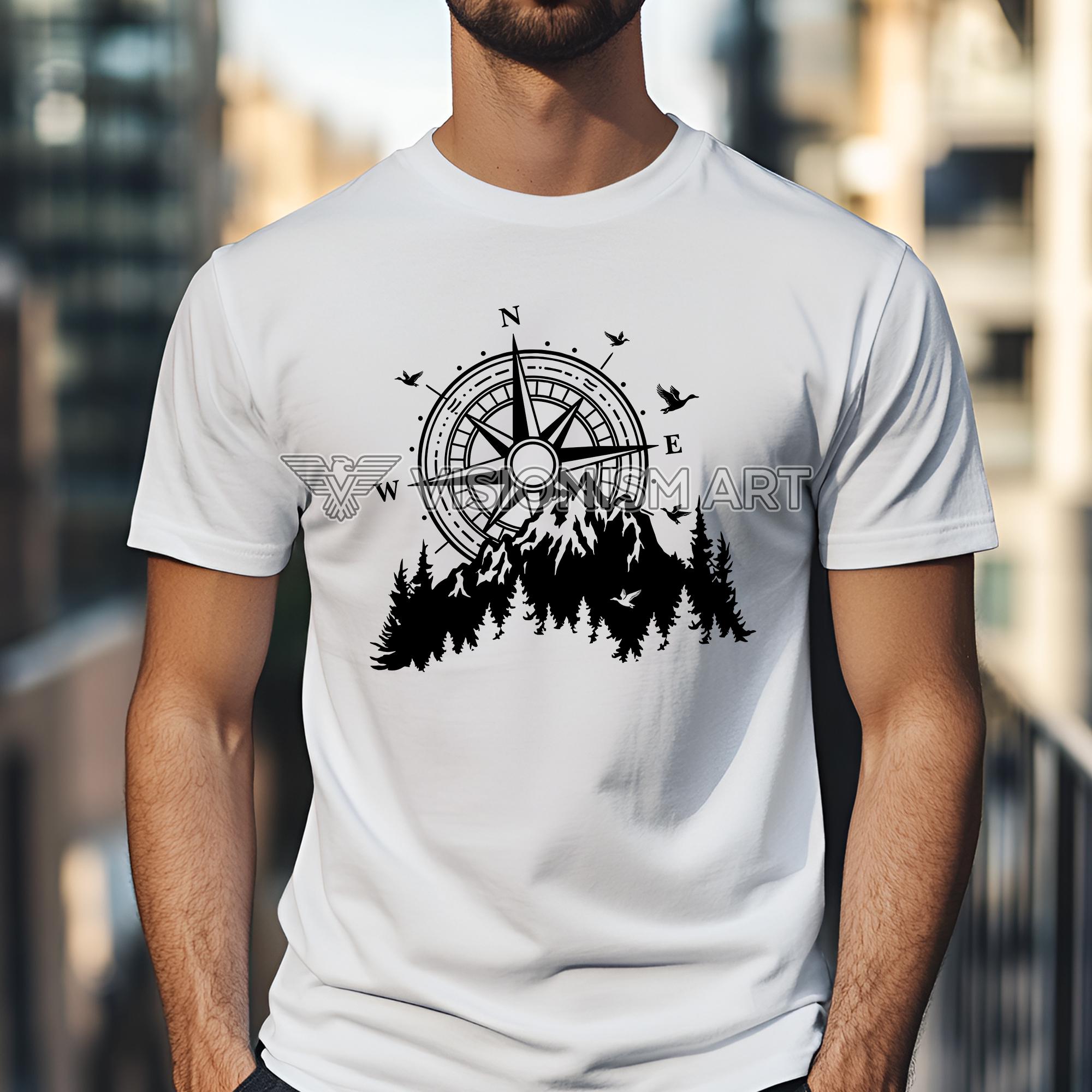 Compass and Mountains Svg, Forest Svg, Nature and Adventure, Svg Cut ...