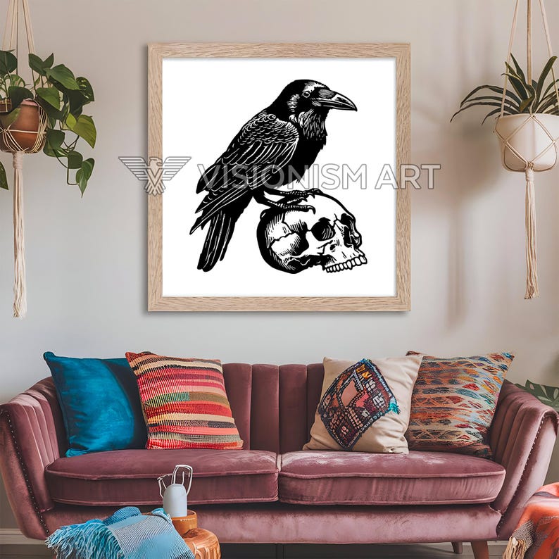 Raven on a Skull Svg, Skull Crow Svg, Raven Skull Svg, Skull Death ...
