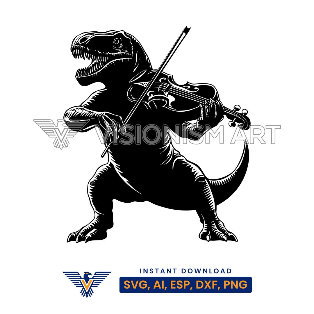 Vector T-rex Playing Violin Clipart | Dinosaur SVG and PNG ...