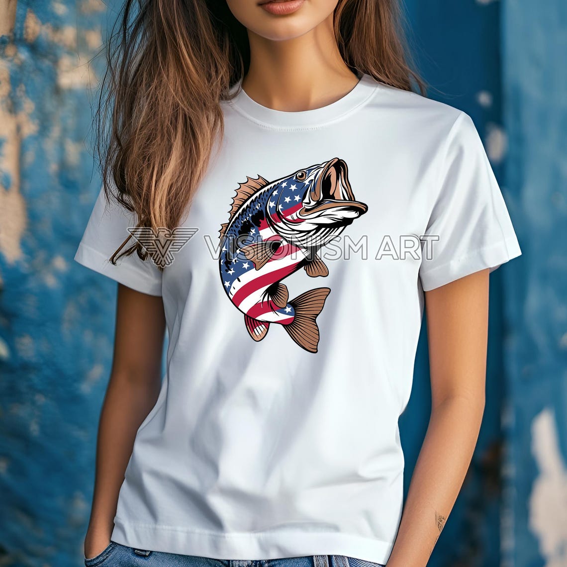 Patriotic Bass Fish With American Flag Digital Art – Usa-themed Fishing ...
