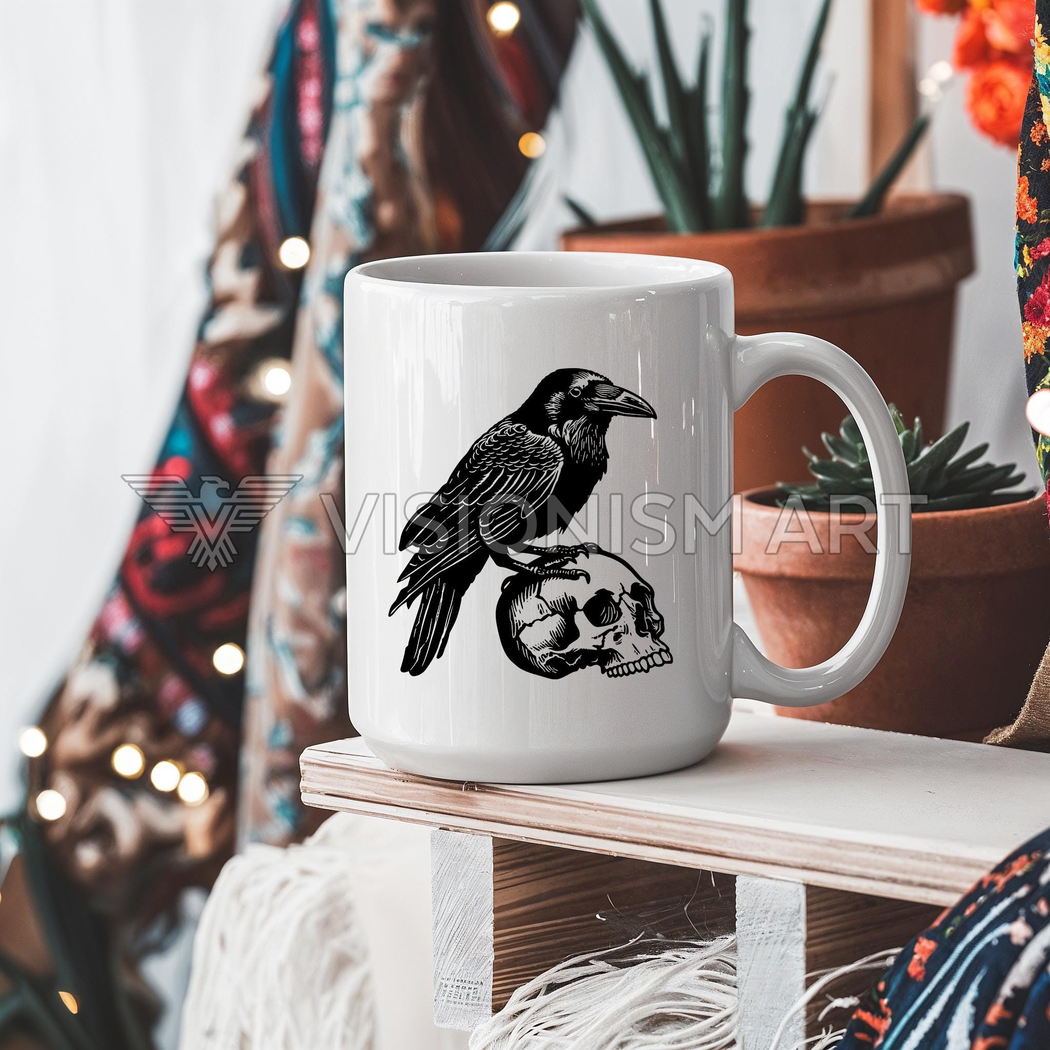 Raven on a Skull Svg, Skull Crow Svg, Raven Skull Svg, Skull Death ...