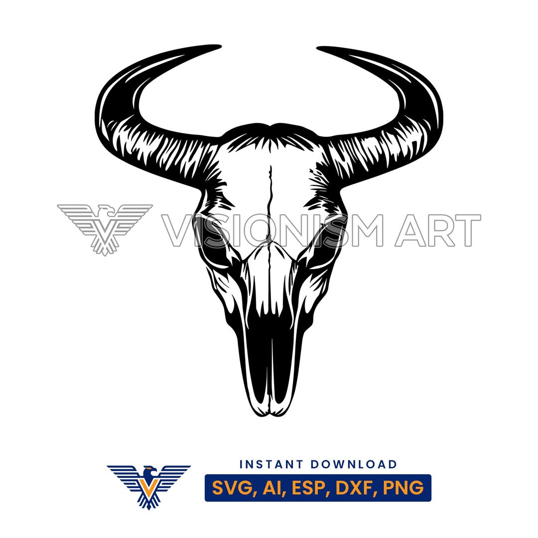 Western Cow Skull SVG: Horned Skull Vector Art (digital Download) - Etsy