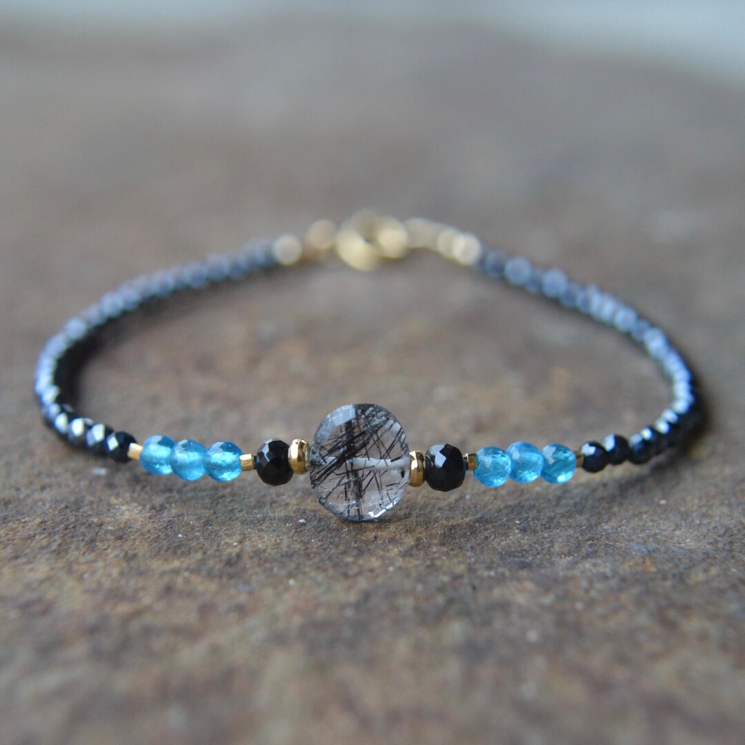 Tourmalinated Quartz, Neon Apatite and Spinel Bracelet 7" - Etsy