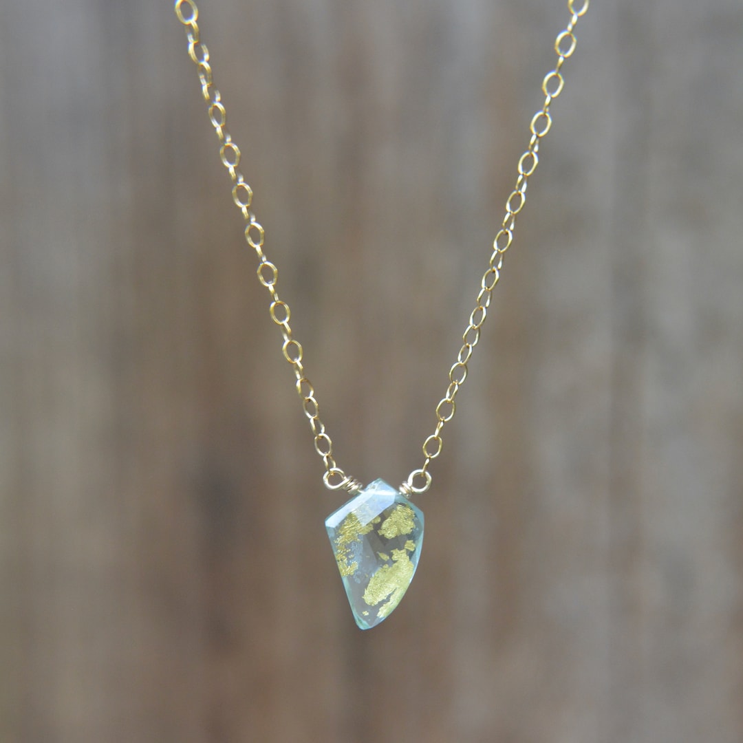 Blue Topaz and Gold Foil Triplet Necklace November Birthstone Choose ...