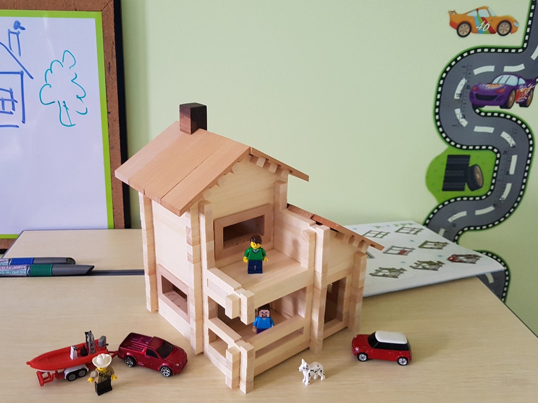 Log-o-lodge Wooden Block Construction Set. Eco-friendly, Imaginative ...