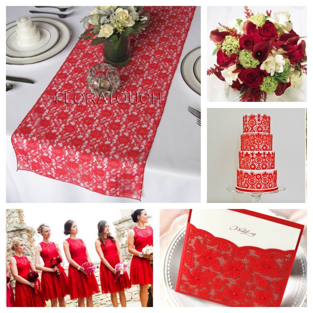 Red Lace Wedding Table Runner - Etsy
