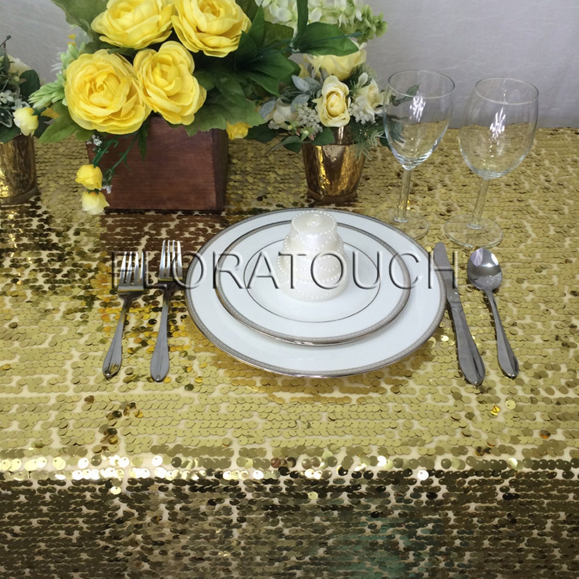 Gold Sequin Tablecloth Wedding Table Overlay - Other Colors Also ...