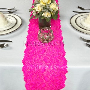 Bright Hot Pink Floral Lace Table Runner Wedding Table Runner - 9 Inch ...