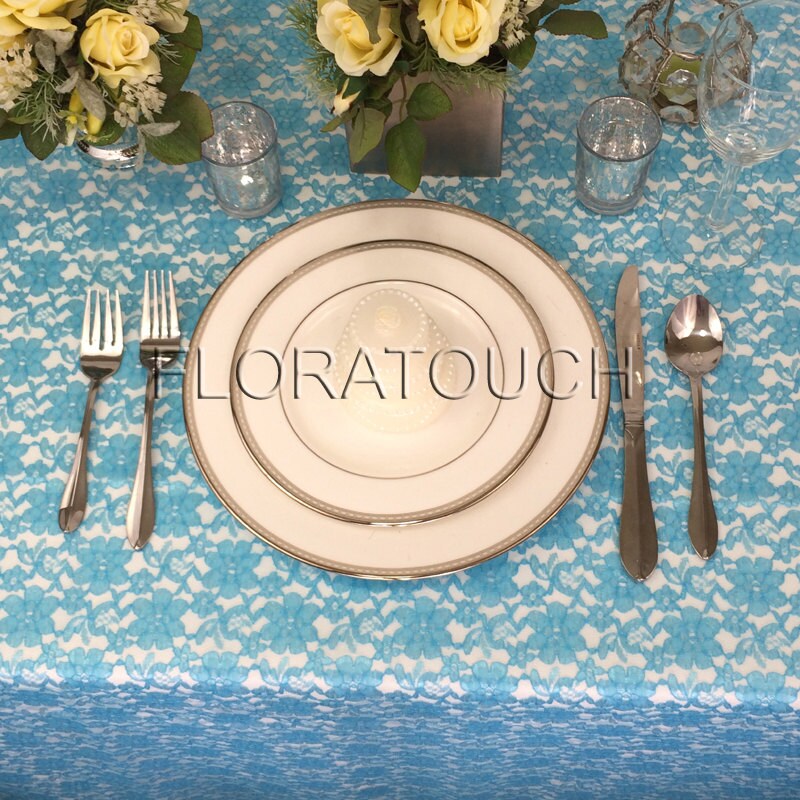 Pool Blue Light Turquoise Lace Tablecloth Wedding Table | Etsy