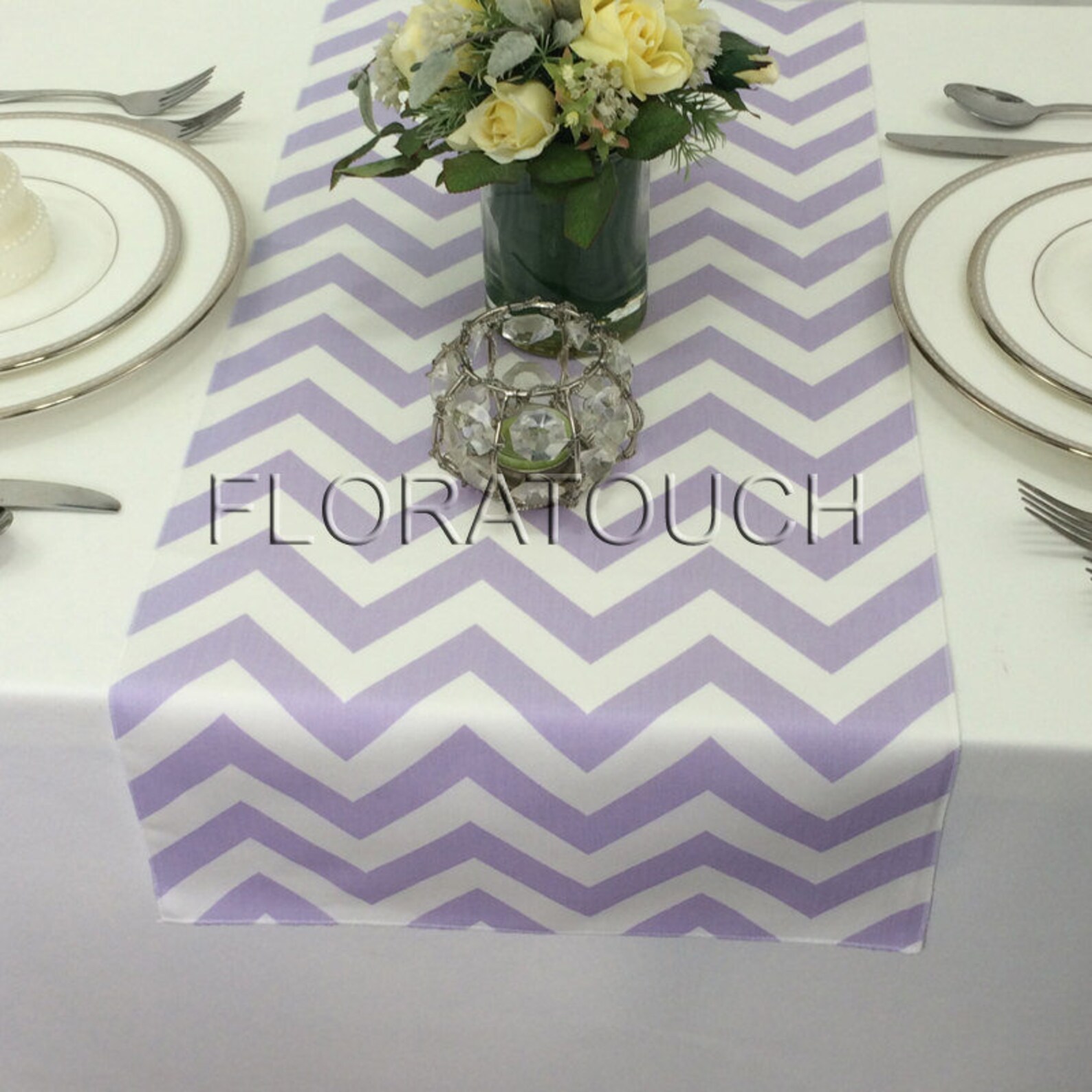 Lavender Chevron Table Runner Lavender and White Zigzag | Etsy