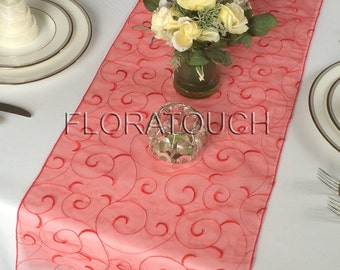 Swirl Embroidered Organza Wedding Table Runner | Etsy