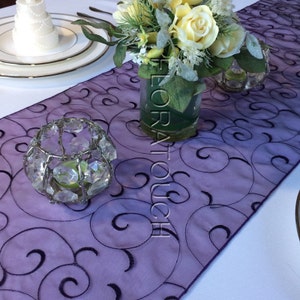 Plum Swirl Organza Table Runner - Etsy