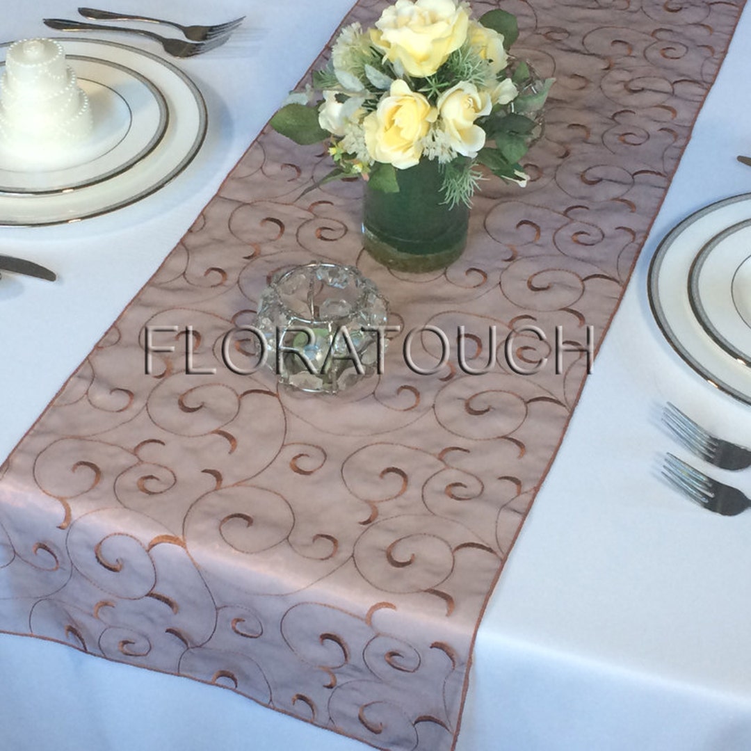 Light Brown Copper Swirl Organza Table Runner - Etsy